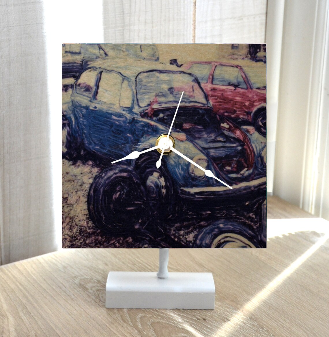 VINTAGE VOLKSWAGEN BEETLE Photo Clock on Wood With Handmade - Etsy
