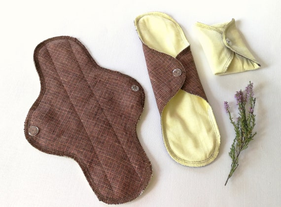 Leak Proof Linen Period Pad. Reusable Menstrual Pad. PUL Natural Fabric Feminine Care Towel. Brown Checkered Panty Liner. Regular Flow 26cm Etsy UK