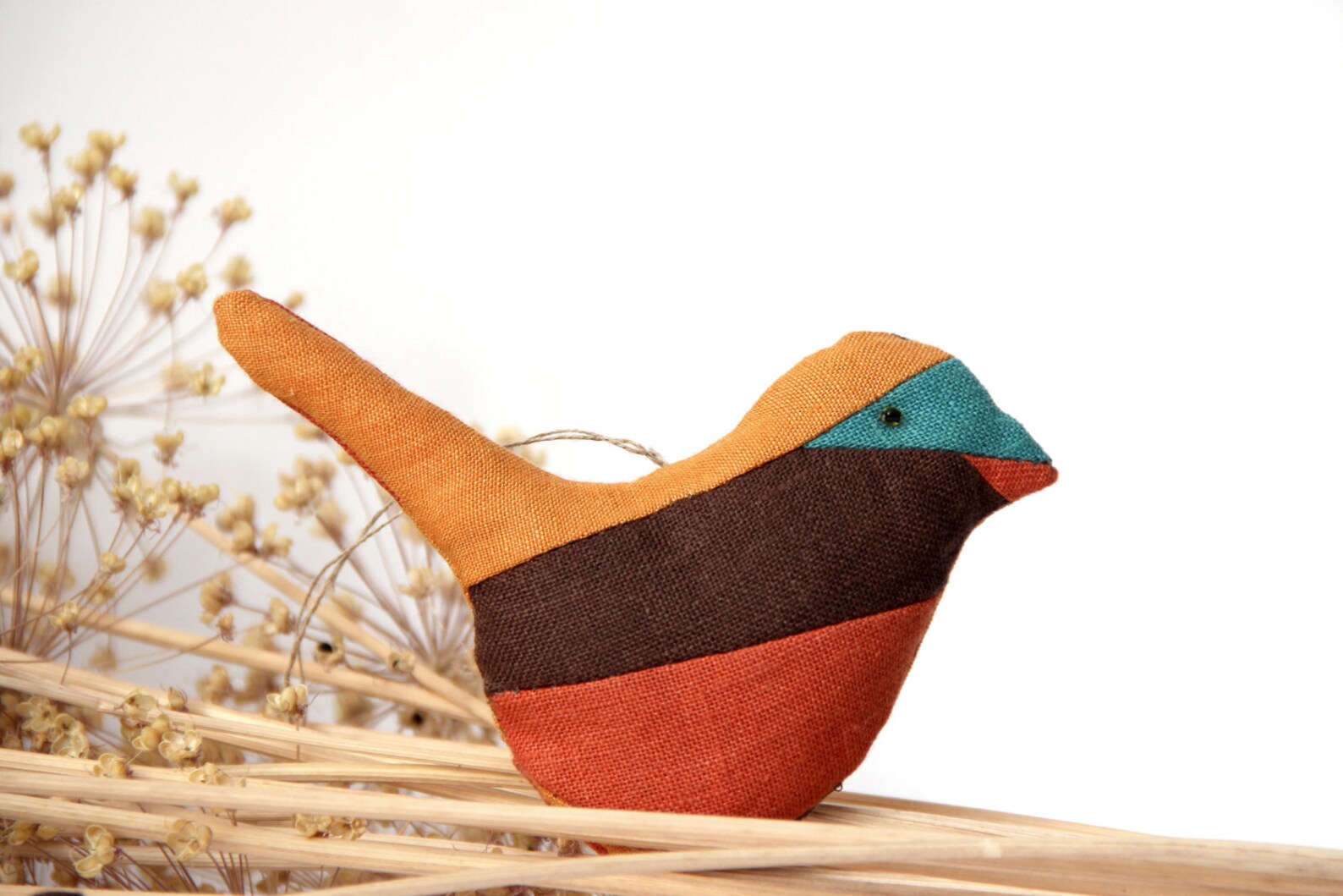 Set of 4/ Pair of Linen Birds: Stuffed Fabric Ornaments Soft - Etsy