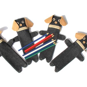 Gray Dog Pencil Case, Puppy Children's Pen Pouch, Animal Zippered ...