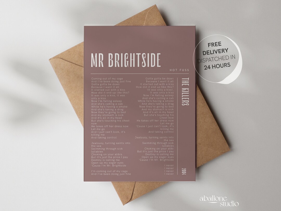 Personalised Song Lyrics Card, Choose Your Favourite Song Lyrics ...