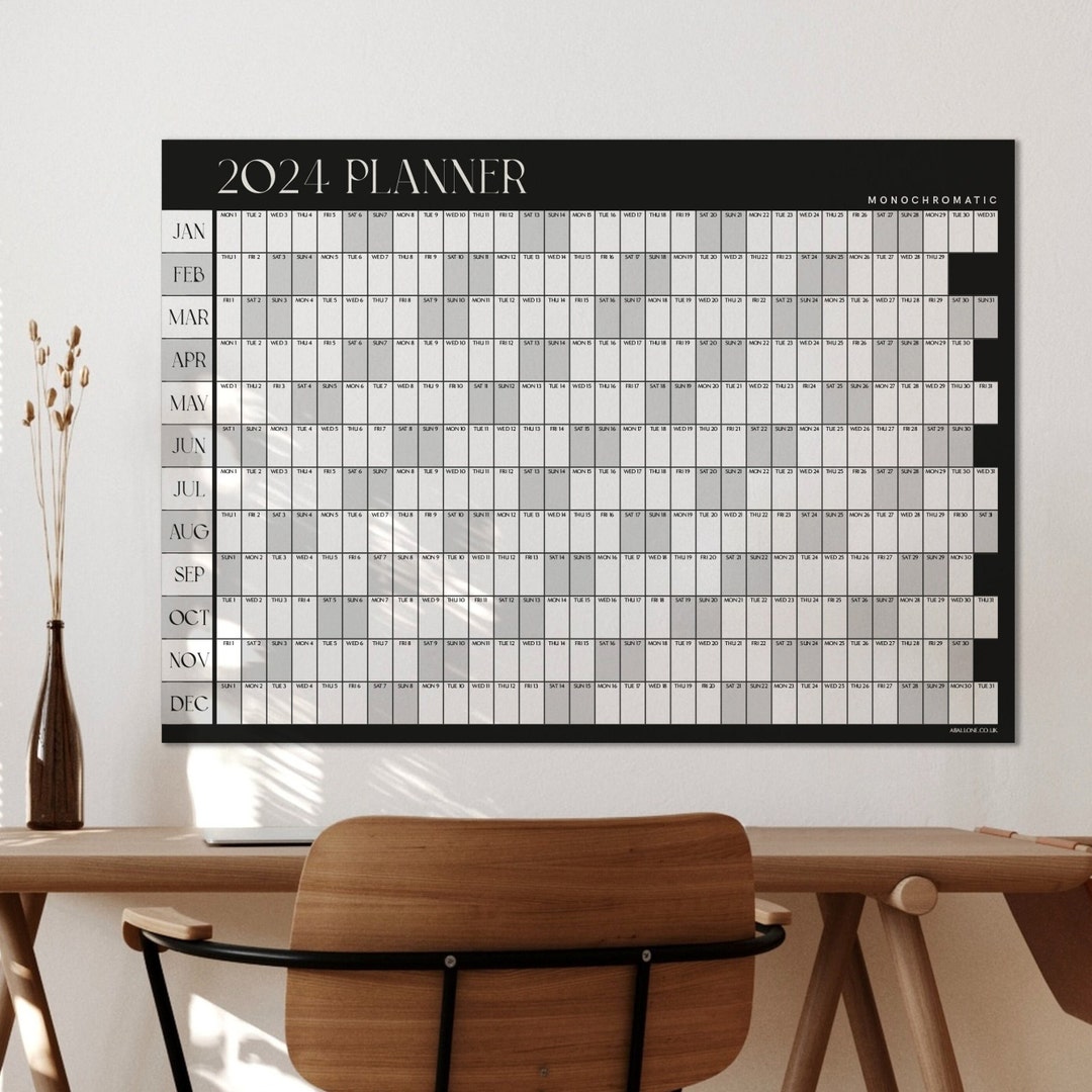 2024 Wall Calendar A2 Monochrome Family Wall Planner Calendar - Etsy