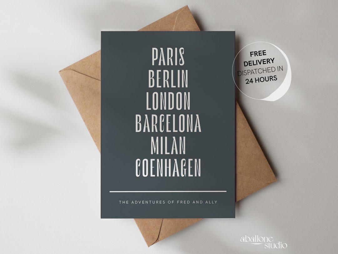 Personalised Favourite Places Card, Custom Travel Destinations Card ...