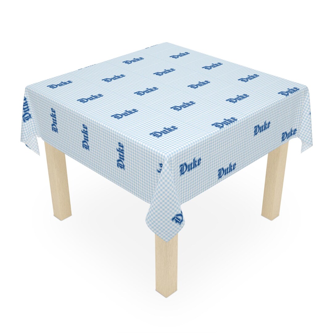 Blue Gingham Duke Logo Tablecloth, Gothic Duke Decor, 55 Inch Square ...
