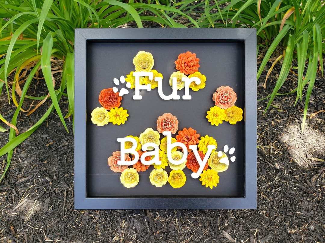 Pet Paper Flower Paw Print Shadow Box / Gift for Dog or Cat Parent ...