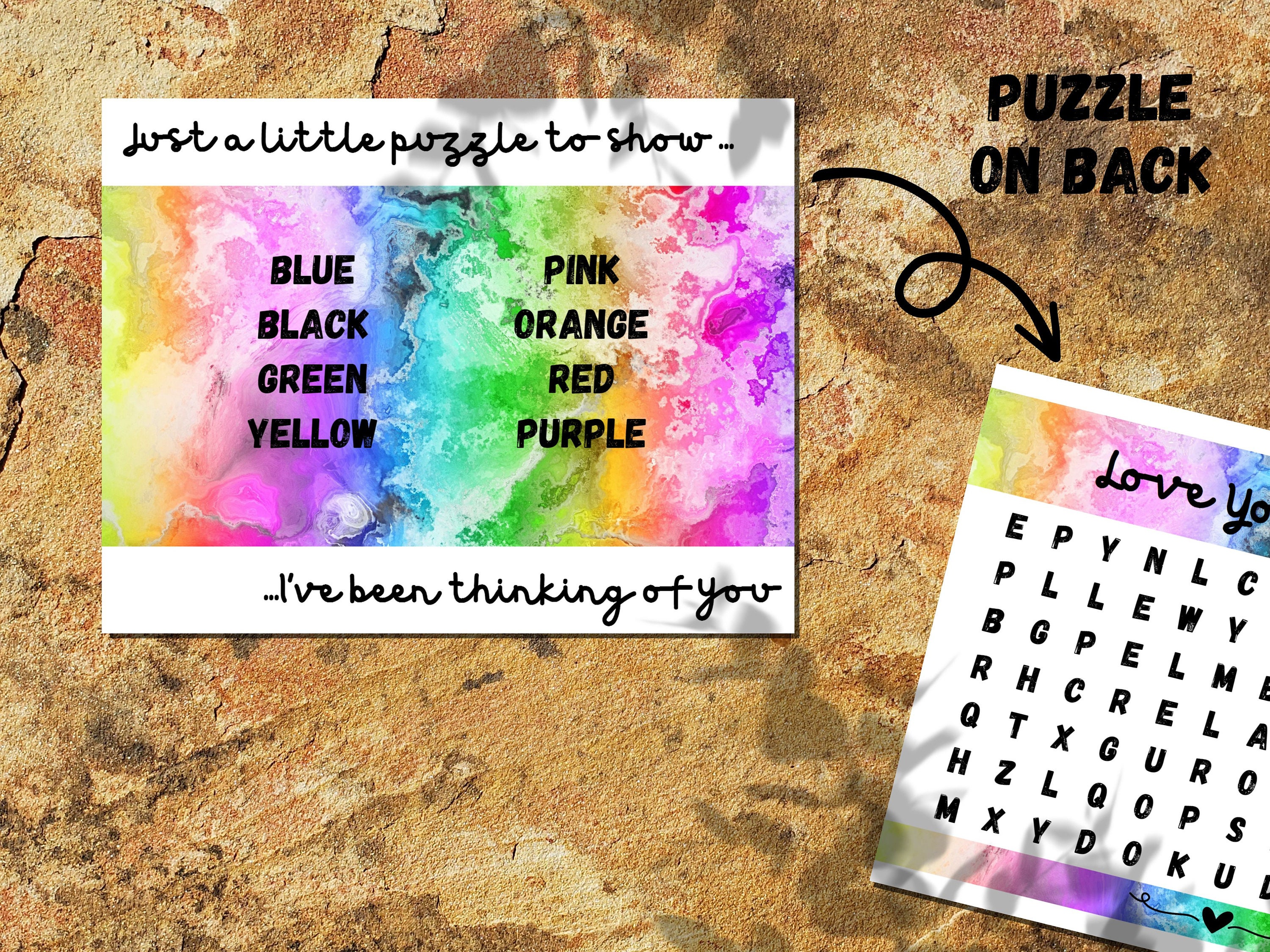 Word Search Puzzle Cards for Kids Long Distance / A2 Flat Cards With ...