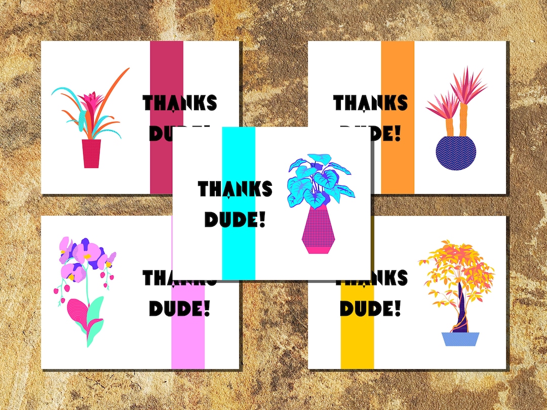 Synthwave Retro Plant Thank You Cards / Thank Yous With A2 Envelopes ...