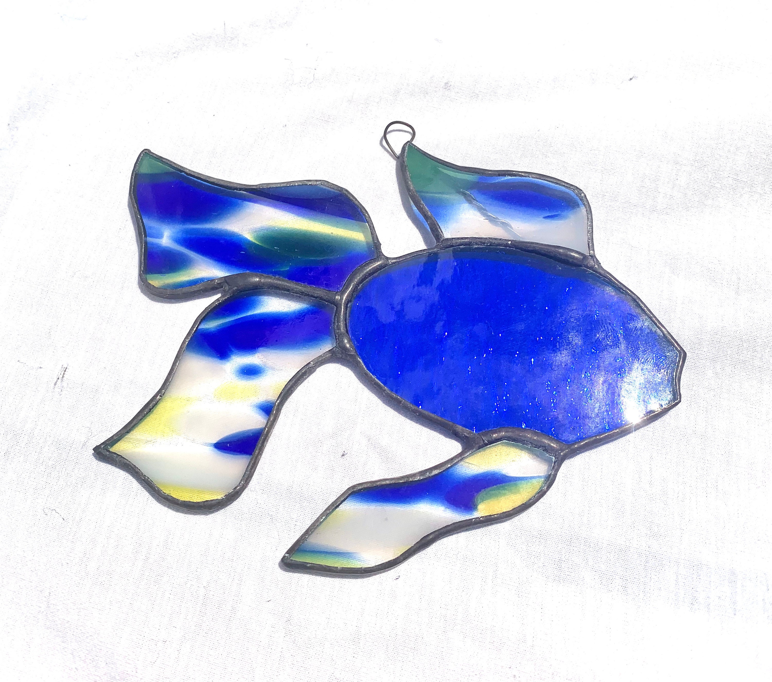 Stained Glass Blue Fish Suncatcher - Etsy
