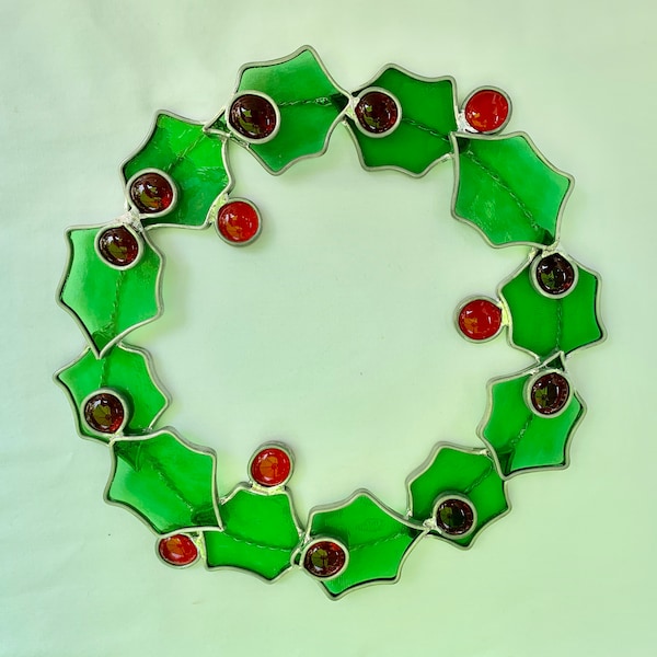 Stained Glass Christmas Wreath - Etsy