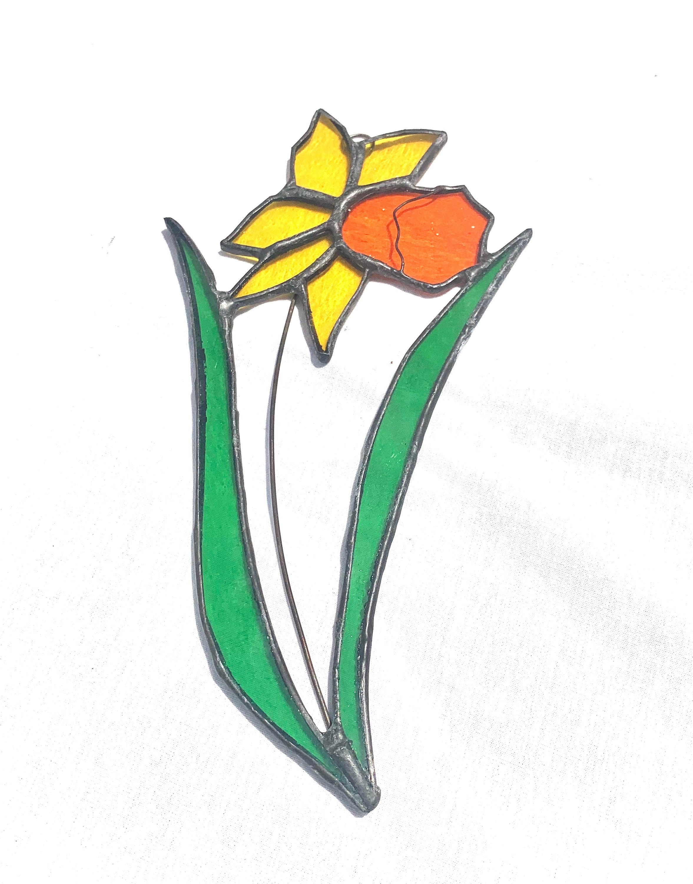 Stained Glass Daffodil Suncatcher - Etsy