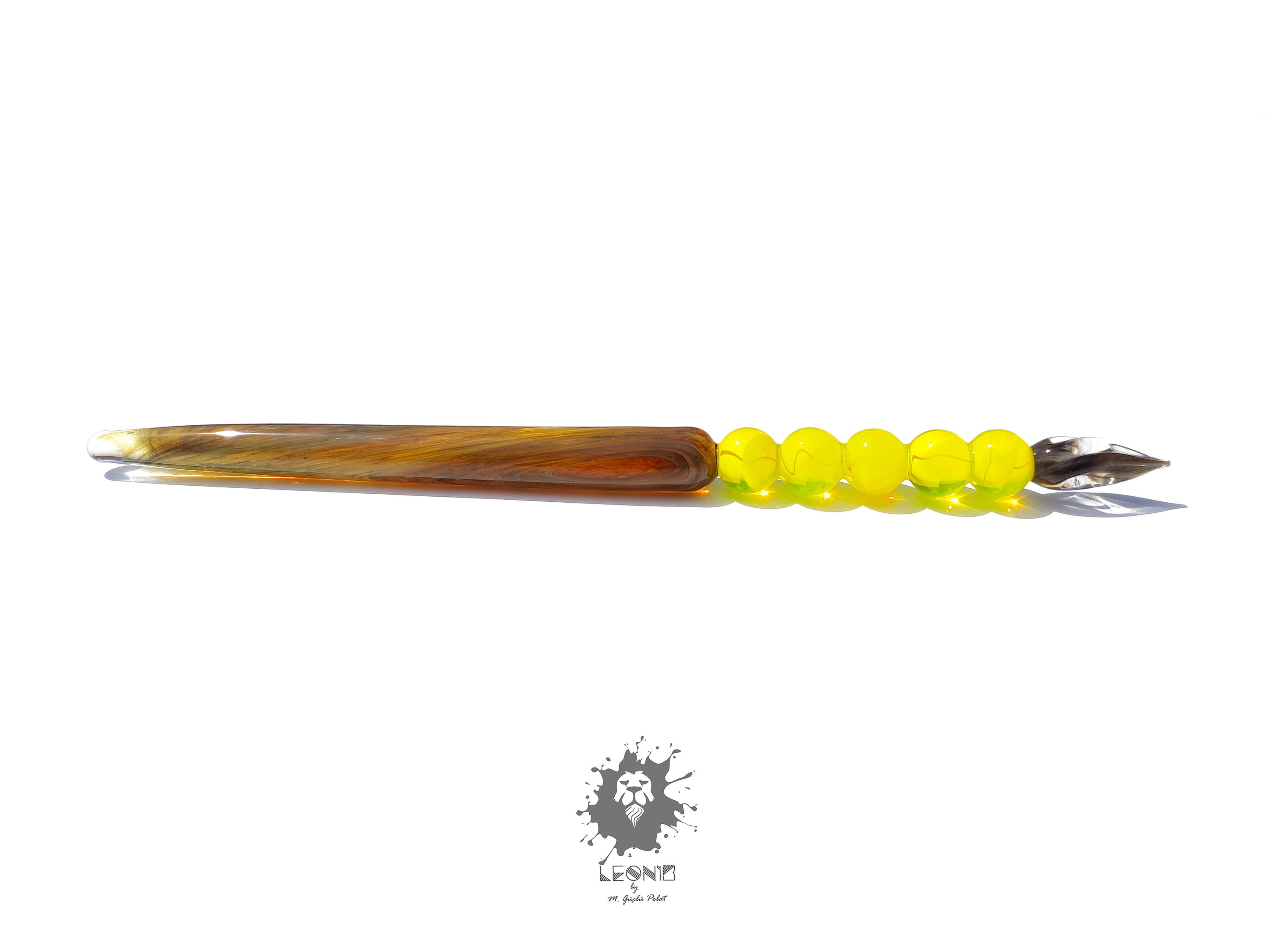 Handmade Murano Glass Dip Pen: Yellow & Black, With Gift Box - Etsy
