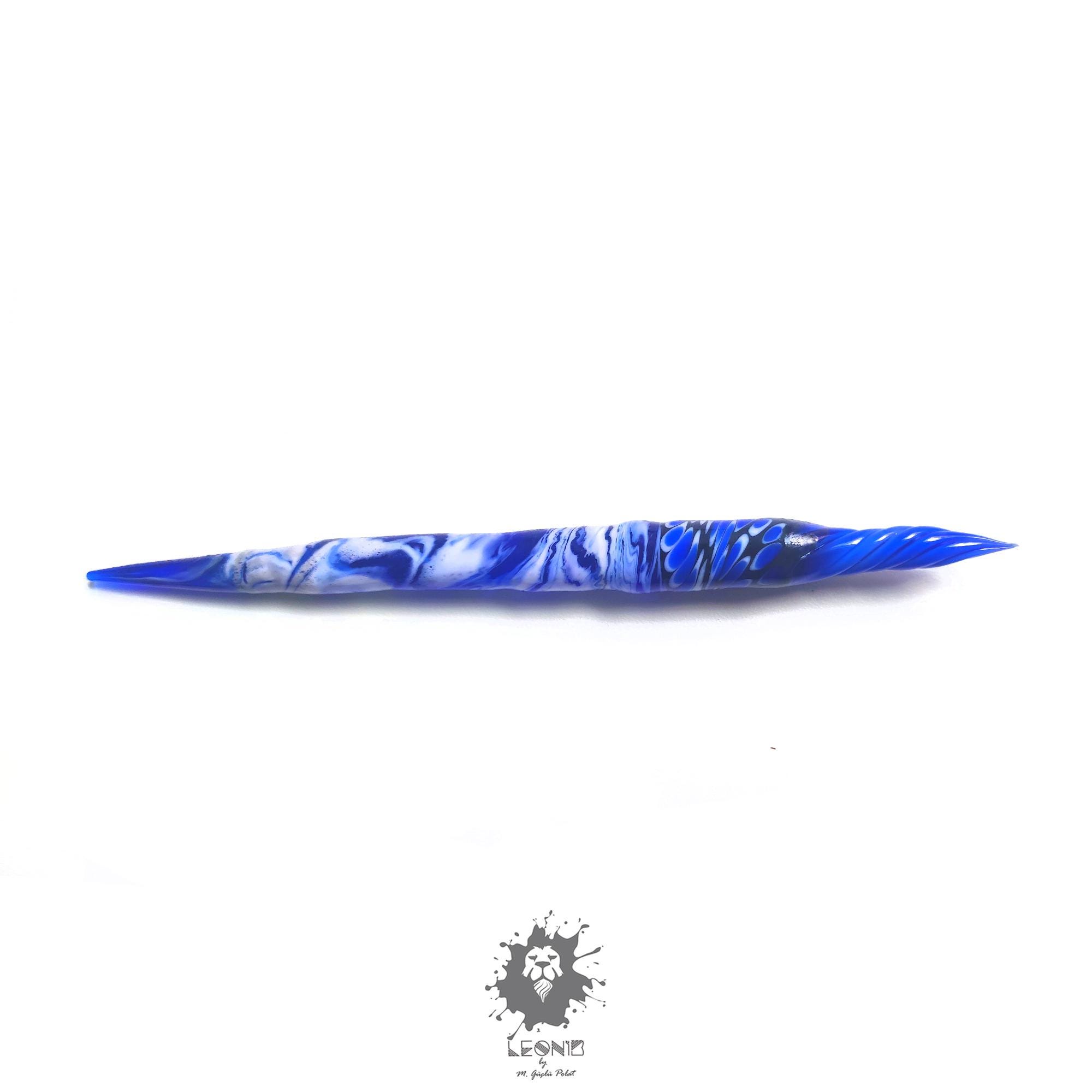 Glass Dip Pen, Ocean Design, Functional Art, Blue Pen , Wave Forms ...