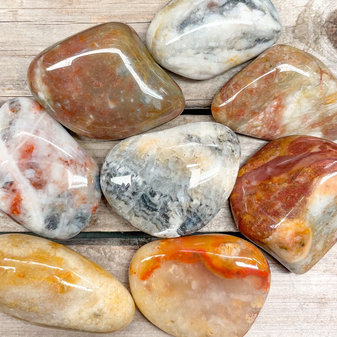 Jasper Palm Stones. Tumbled Jasper Palm Stones. Extra Large Fancy ...