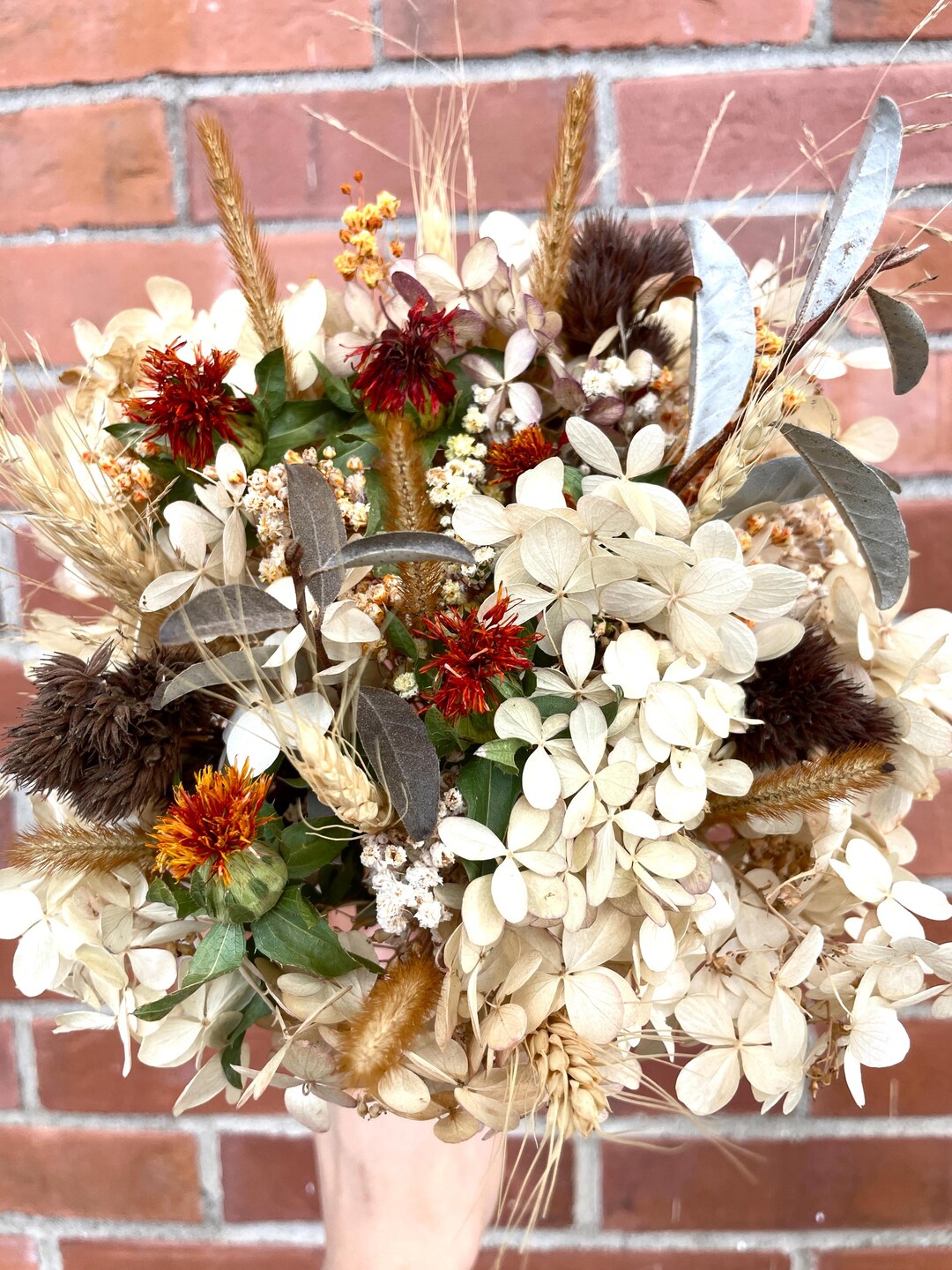Earth Tone Dried Flower Bouquet. Fall Home Decor, Boho Decor. Cream ...