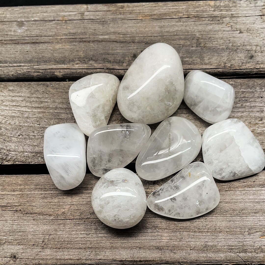 6 Clear Quartz Decorative Tumbled Stones. Natural Polished Quartz ...