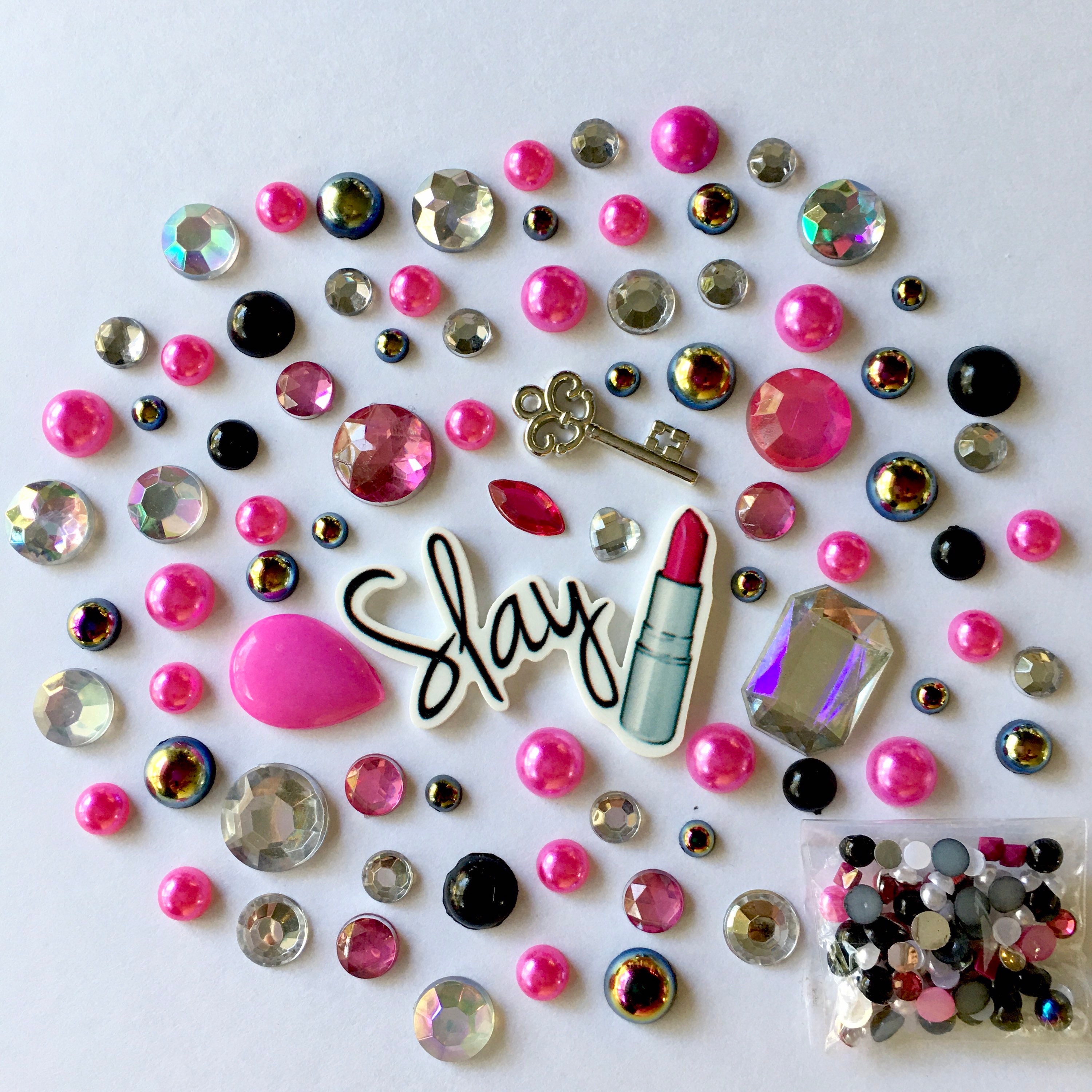 Slay Fucshia Magenta Colored Theme Faceted Gems Flatback Embellishments ...