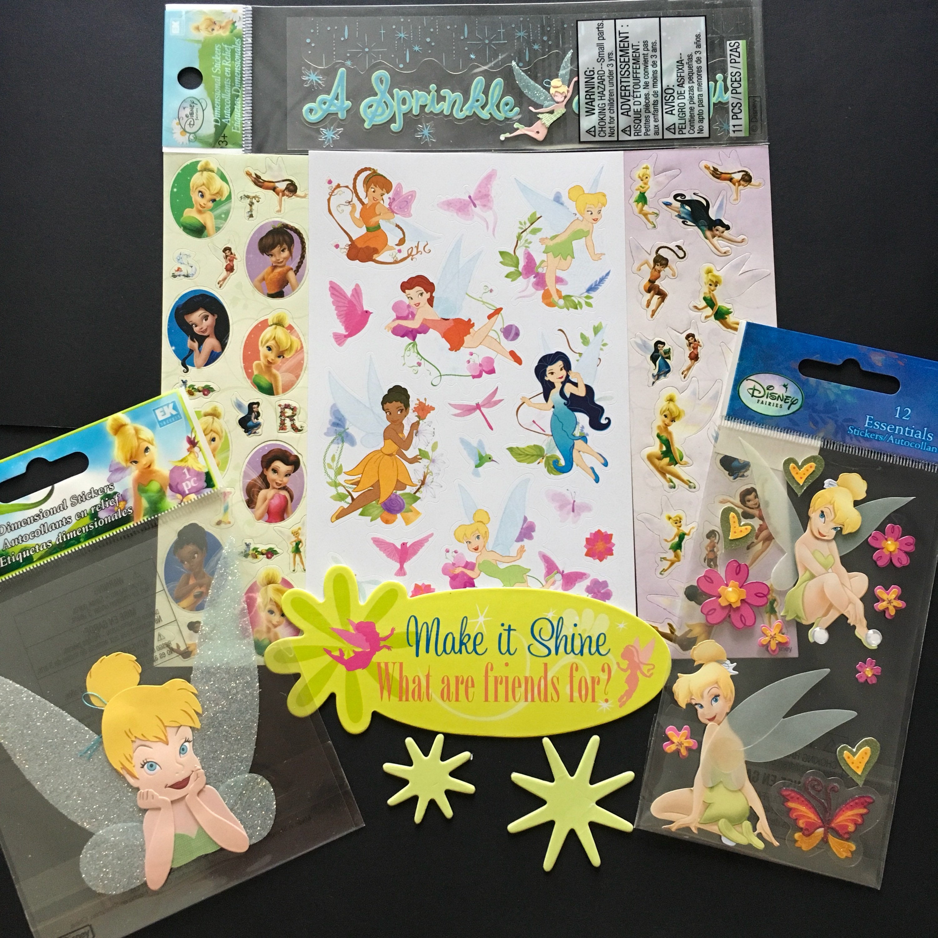 Disney Tinkerbell & Friends Theme Dimensional Flat Stickers Set ...