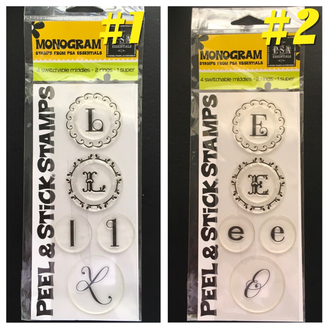 PSA Monogram Alpha only L & E Left Clear Cling Rubber Stamp Set YOU ...