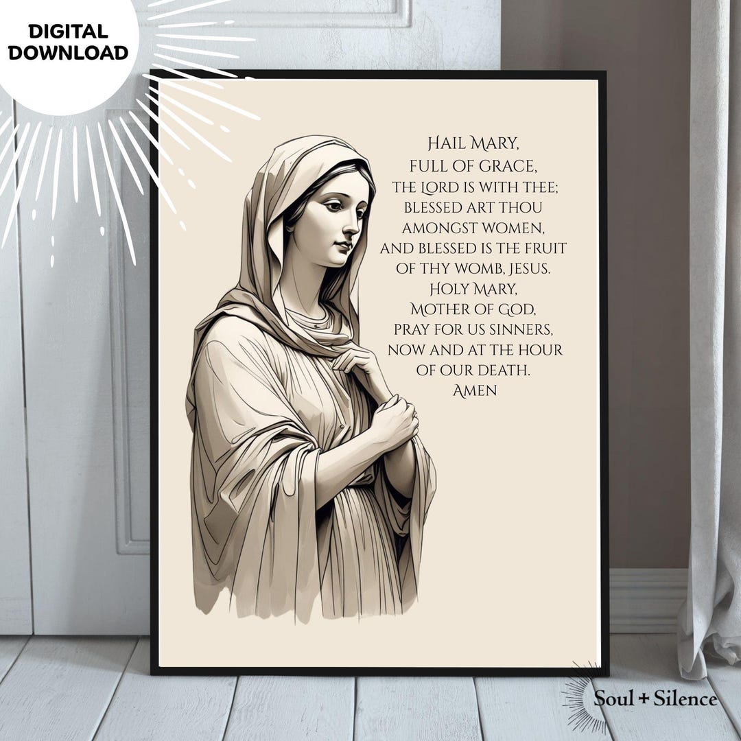 Hail Mary Printable | Mary's Prayer | Catholic Printables | Printable ...