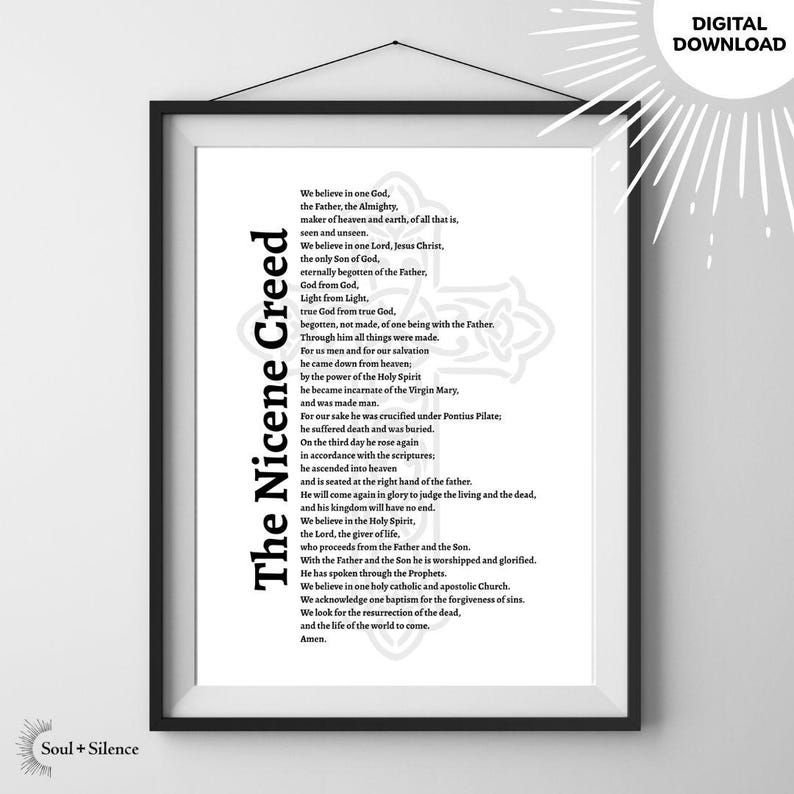 Nicene Creed Printable: Minimalist Christian Home Decor (PDF ...