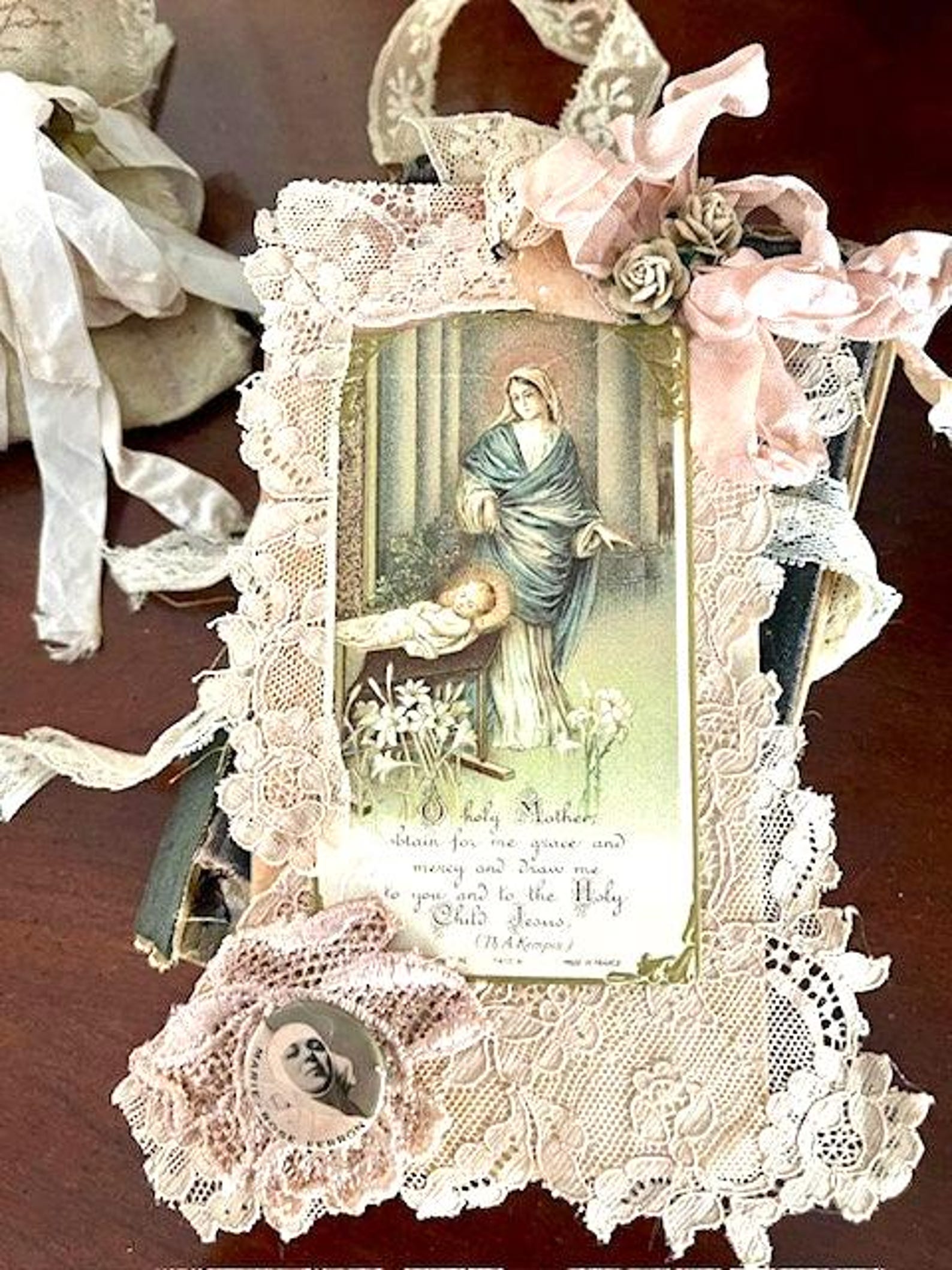 Antique Holy Card Madonna/child/ Gift Tag/gift/gift Topper/junk Journal ...