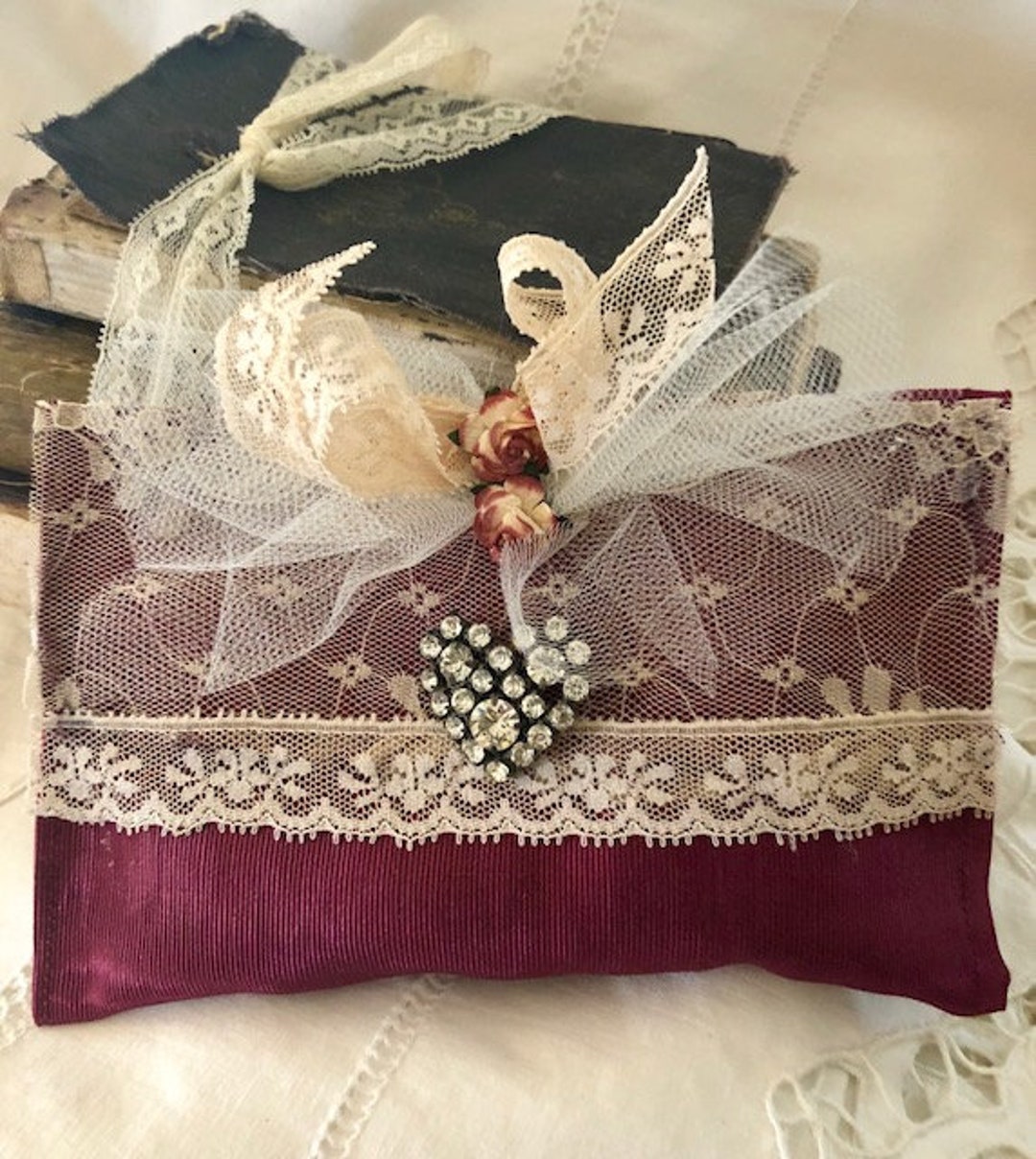 Burgundy/lace Lavender Sachet - Etsy