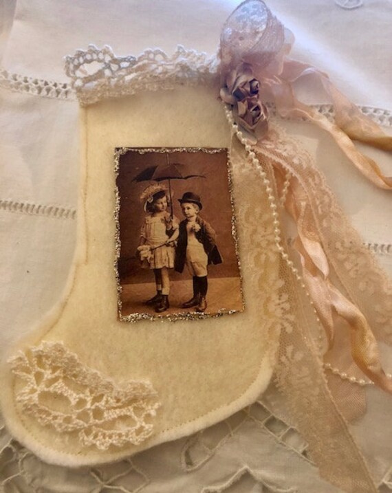 White Felt Christmas Stocking/tree Ornament/room Decor/ | Etsy