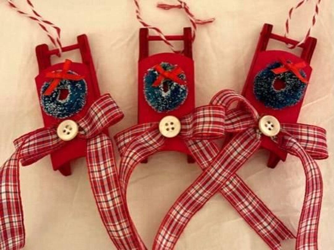 Red Christmas Sleds Ornaments/tree Decor/room Decor/gift Topper/gift - Etsy