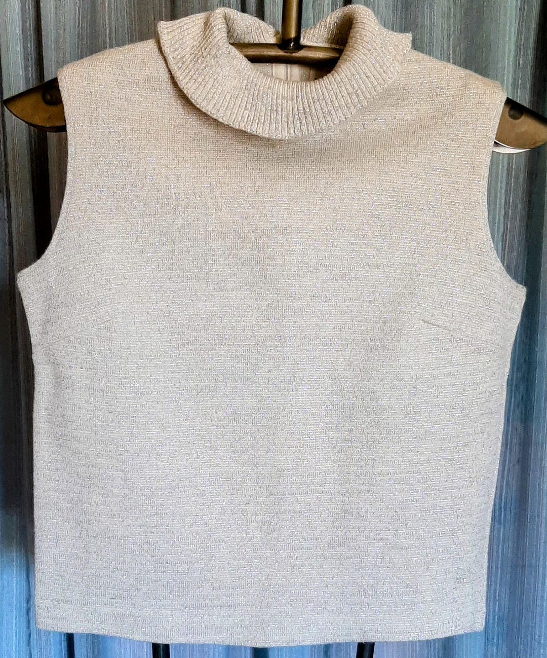Sleeveless Huddlespun Shell Top With High Neckline, Zipper Back Has ...