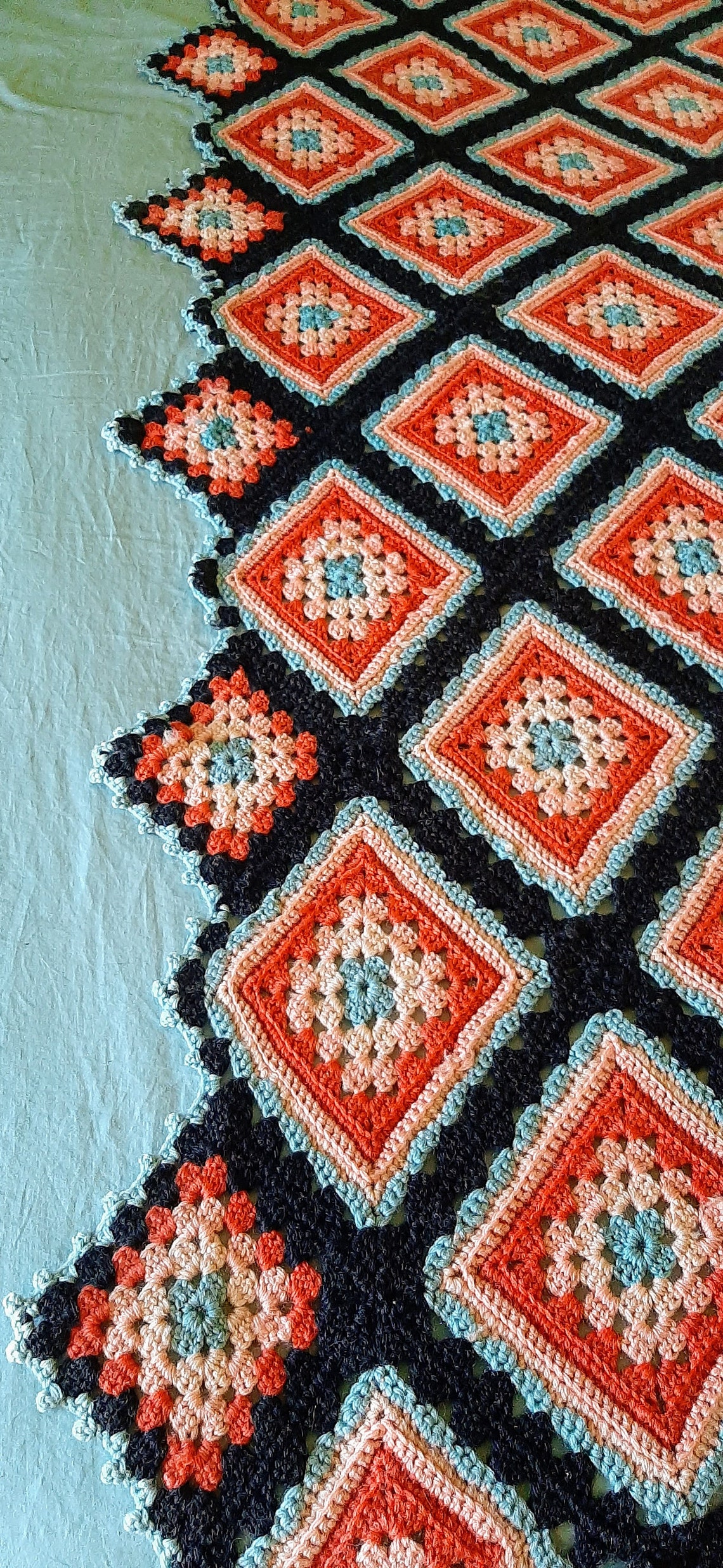 Vintage Diamond Pattern Afghan in Great Southwest Colors in Excellent ...