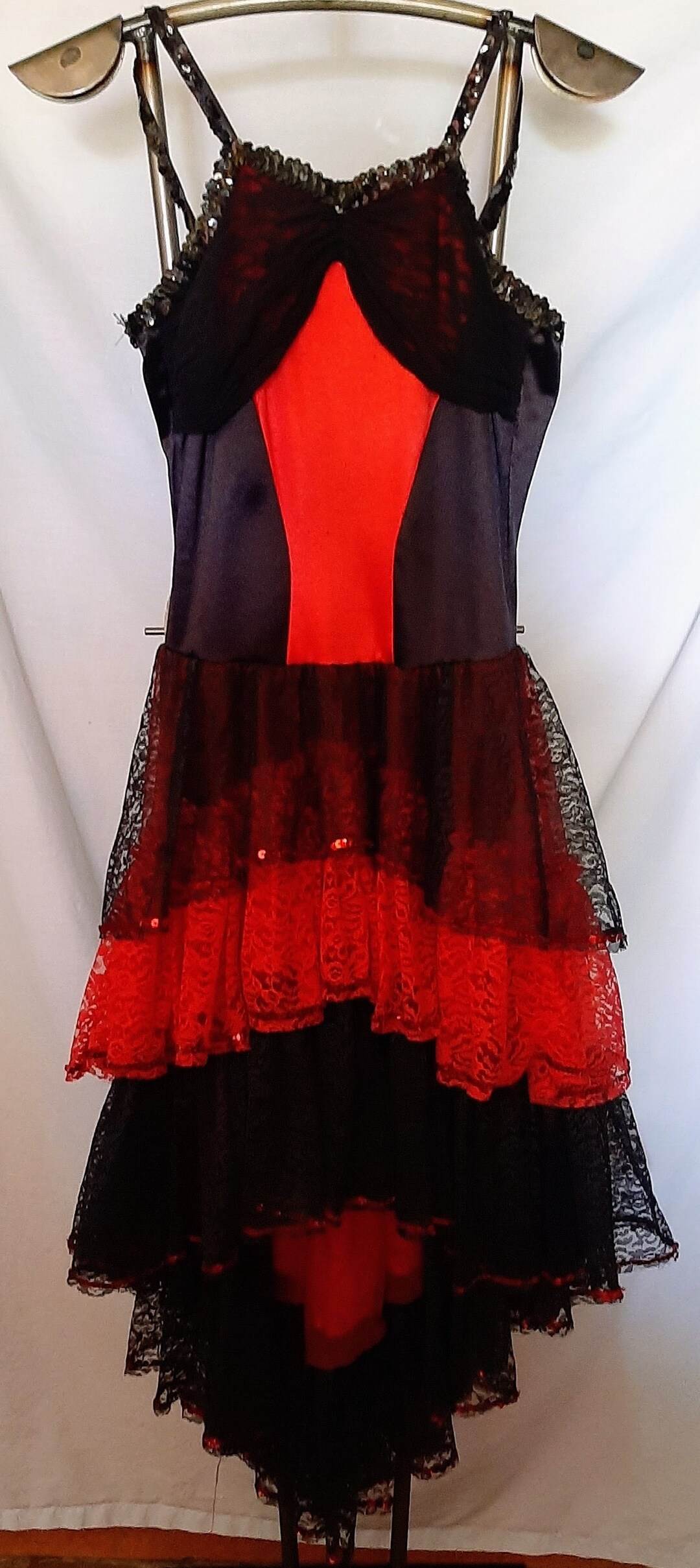 Vintage Red and Black Stretch Bodice With Lace Skirt in Excellent ...