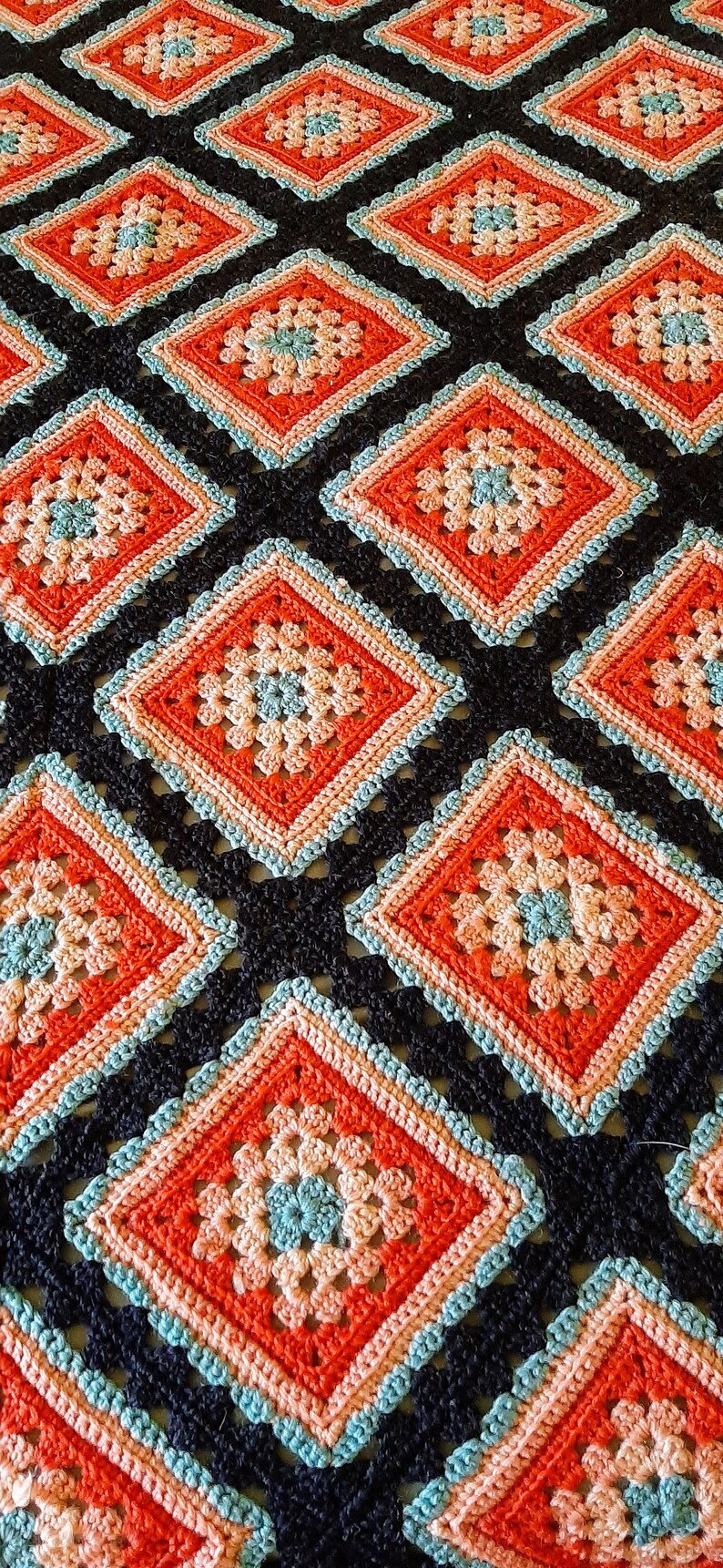 Vintage Diamond Pattern Afghan in Great Southwest Colors in - Etsy