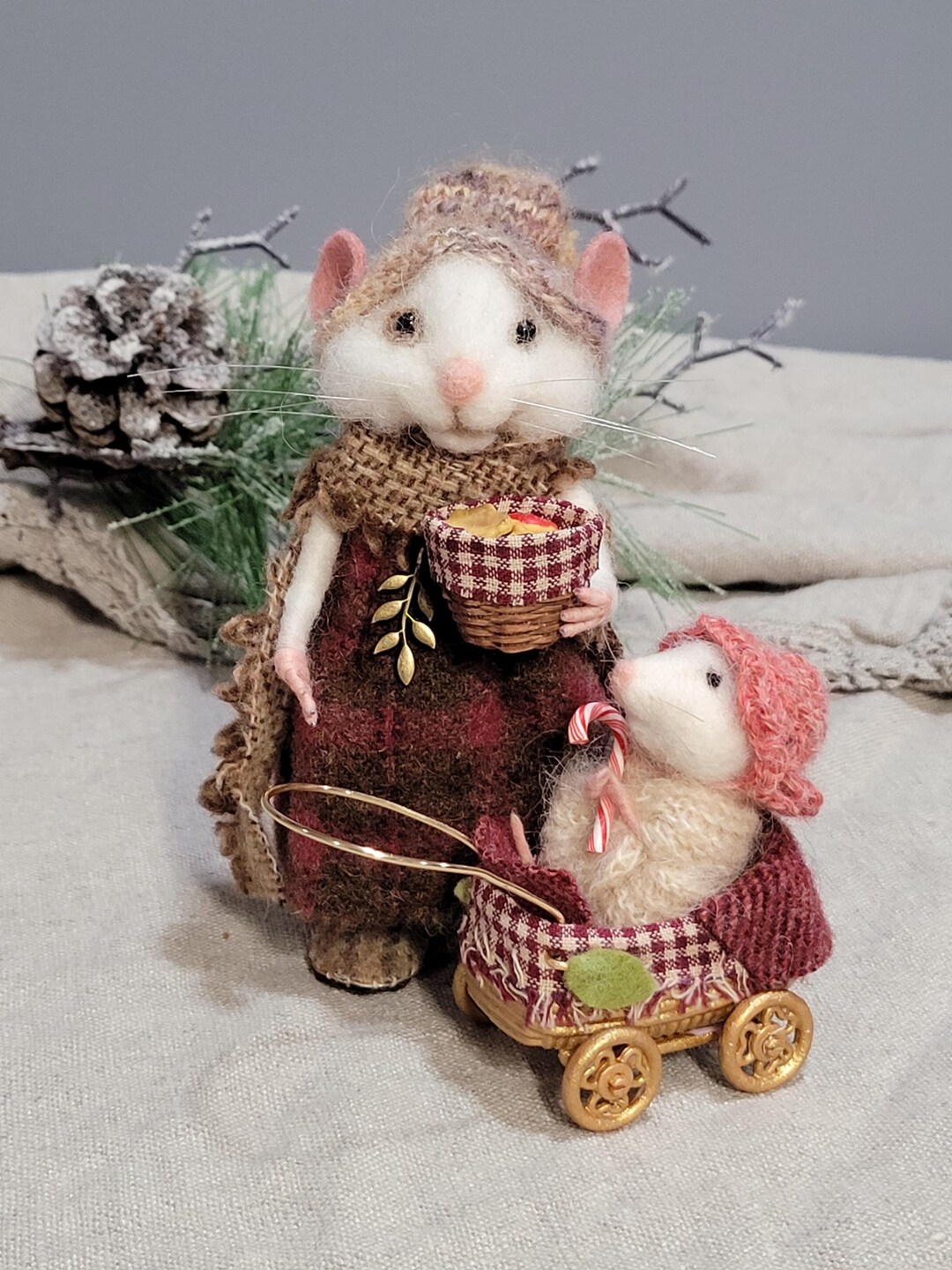 Needle Felted Mouse With Baby, Mice Family Collection - Etsy