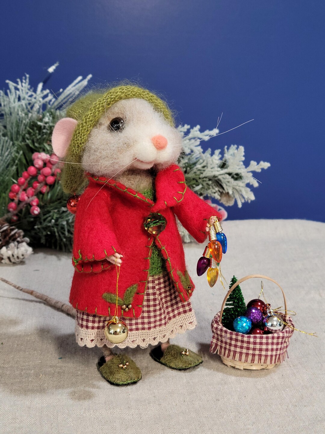 Needle Felted Christmas Mouse - Etsy