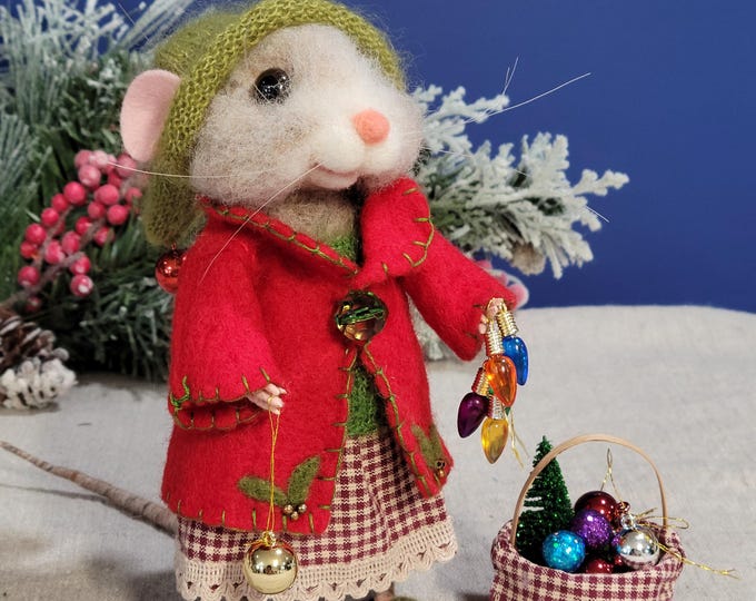 Needle Felted Christmas Mouse - Etsy