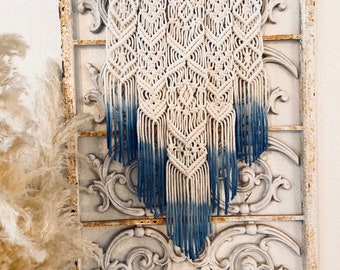 Cream and Blue Dip Dye Macrame Wall Hanging - Etsy