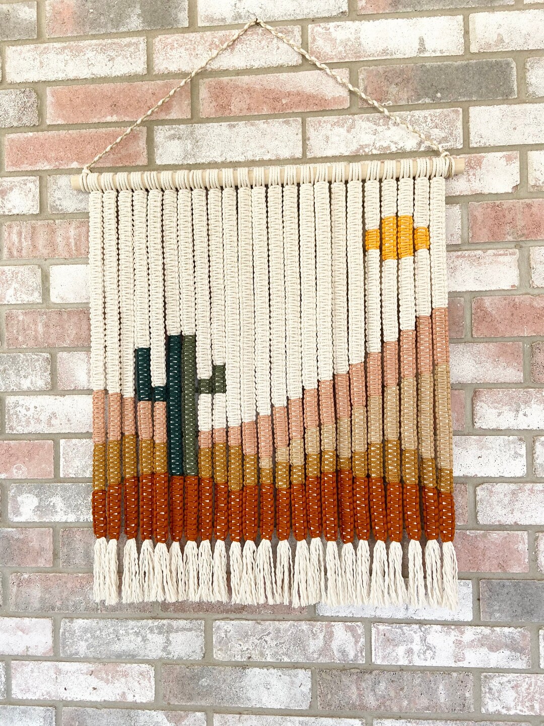 Southwestern Landscape Macrame - Color Block Textile Art - Modern ...