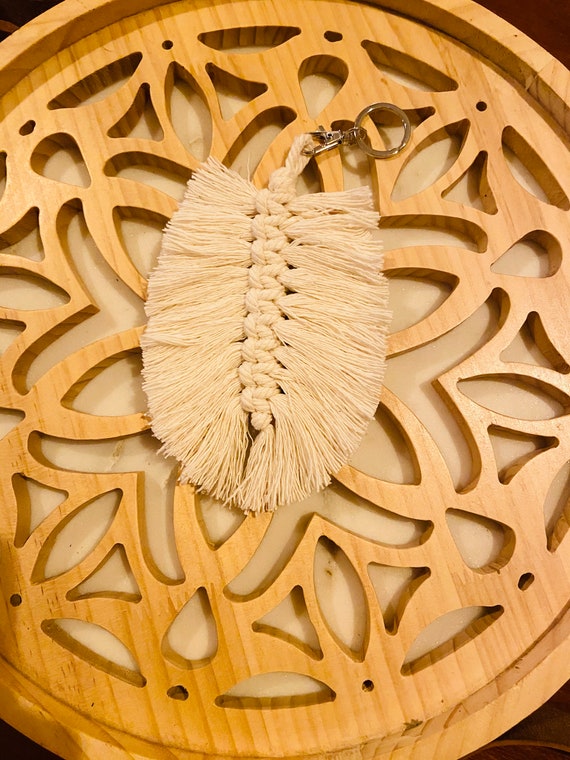 Macrame Feather Keychain | Etsy