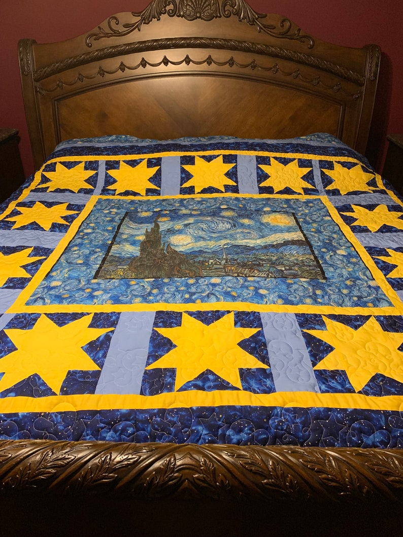 Starry Night Van Gogh Quilt, Handmade Quilt, Bedroom Decor, Gifts for ...