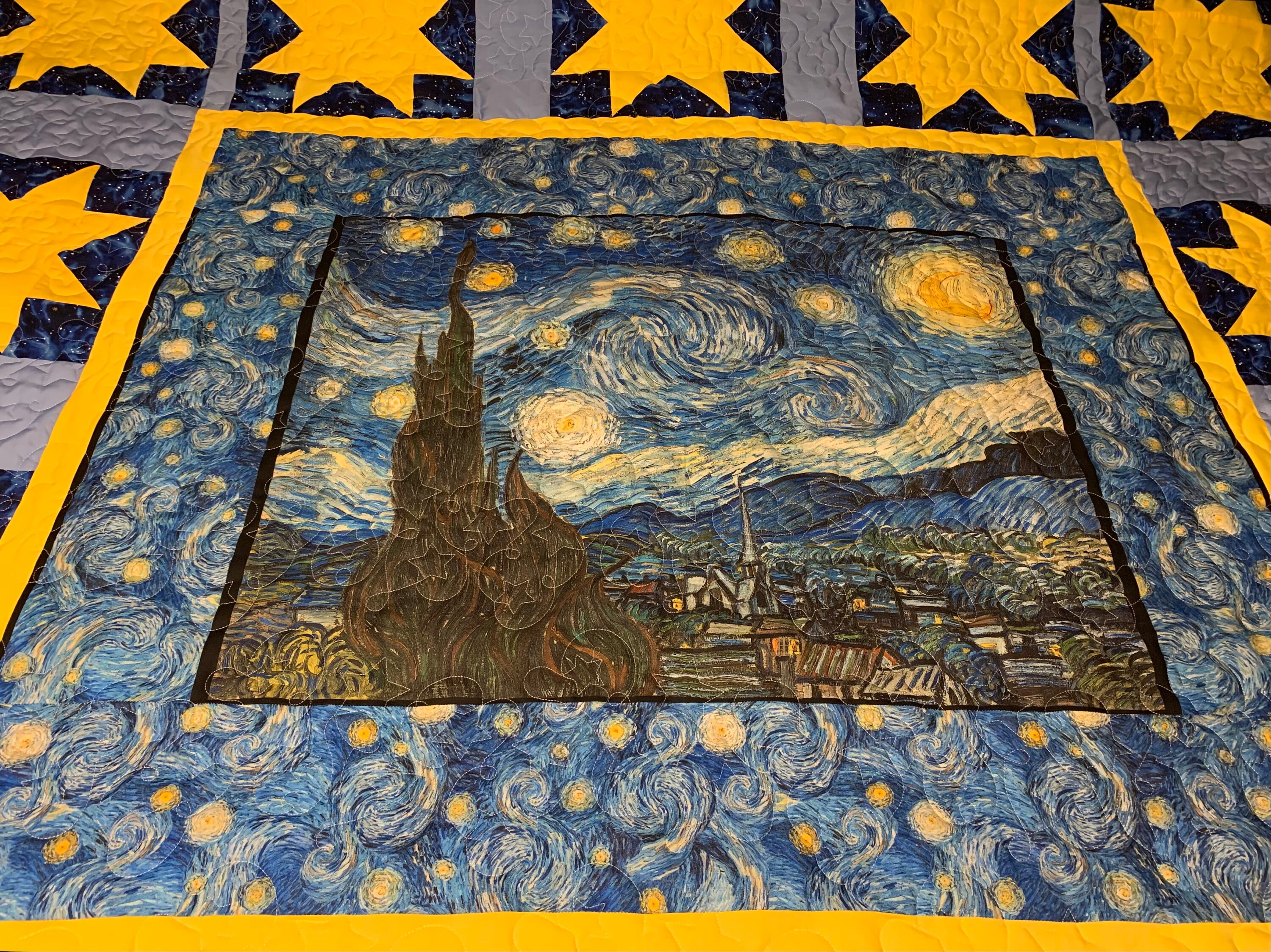 Starry Night Van Gogh Quilt, Handmade Quilt, Bedroom Decor, Gifts for ...
