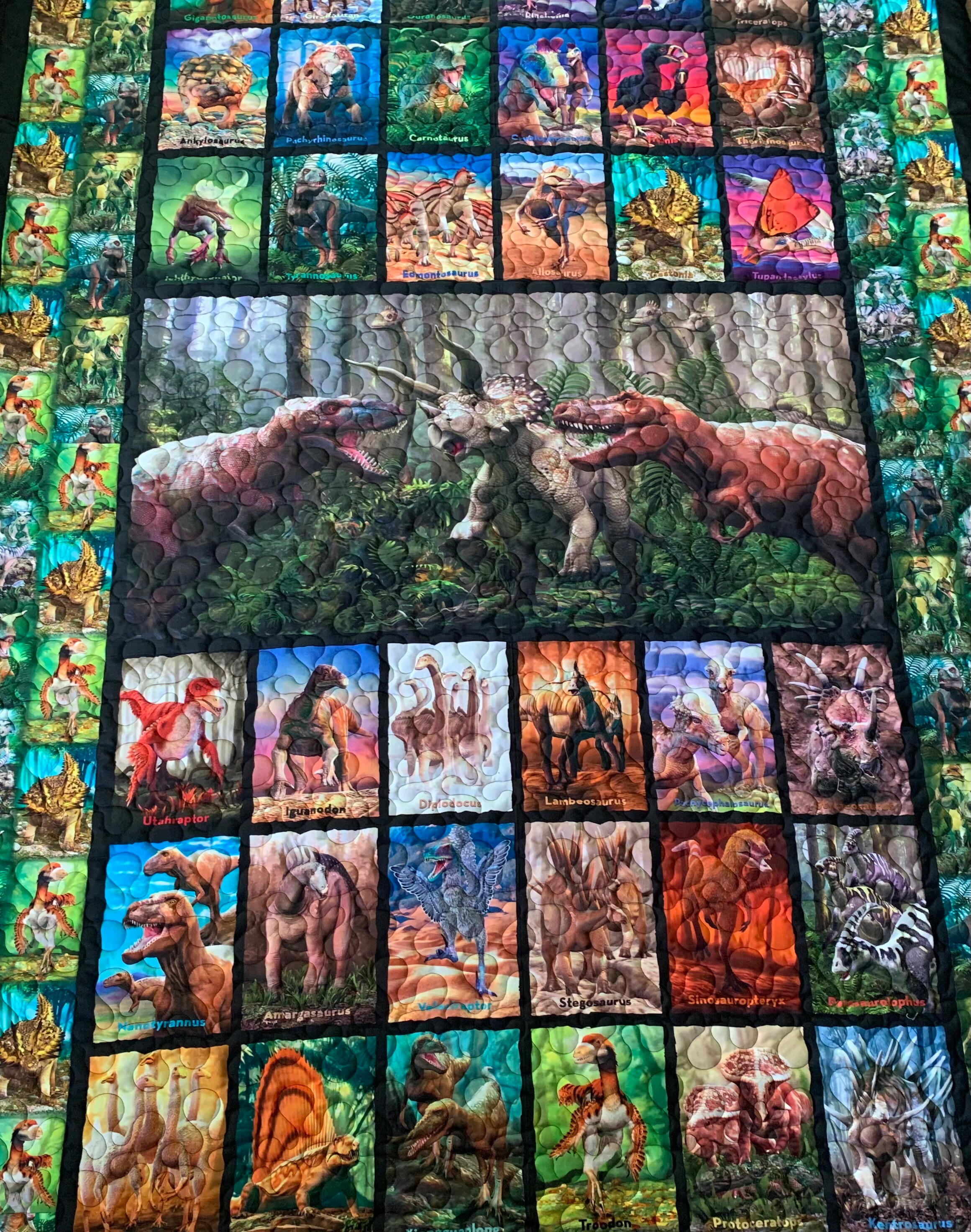 Handmade Dinosaur Quilt, Jurassic World Quilt, Gifts for Him, Dinosaur ...