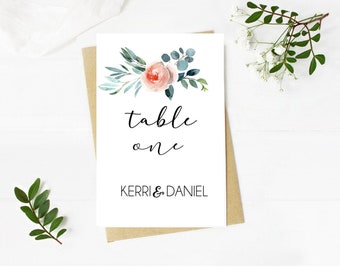 Floral Wedding Table Numbers Table Number Instant Download - Etsy