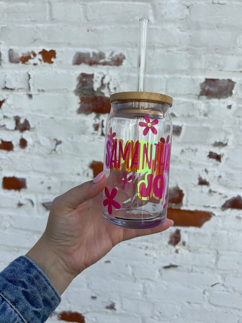 Custom Name Glass Can Libbey Glass Cup Trendy Tiktok Glass - Etsy