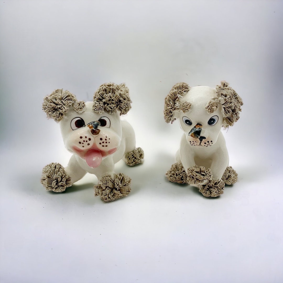 Pair of Vintage Spaghetti Poodles Ceramic Figurines | 1950s Poodle ...