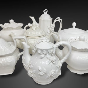 WHITE Teapots | Bulk Teapots | Used/vintage | Mismatched Tea Ware | Tea ...