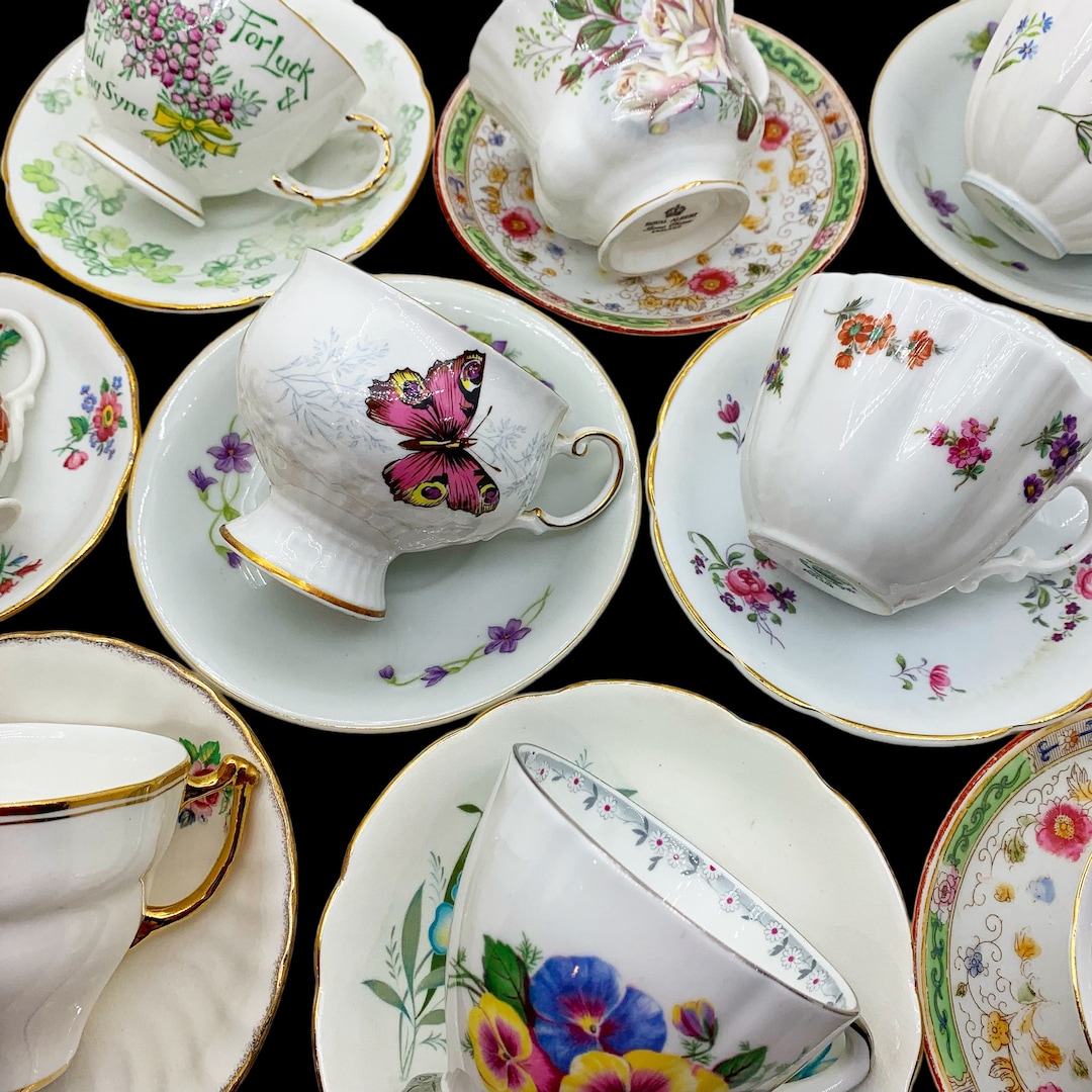 Broken Completely Mismatched Tea Cups and Saucers Vintage Tea Cups ...