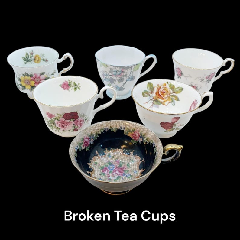 Broken Completely Mismatched Tea Cups and Saucers- Vintage Tea Cups ...