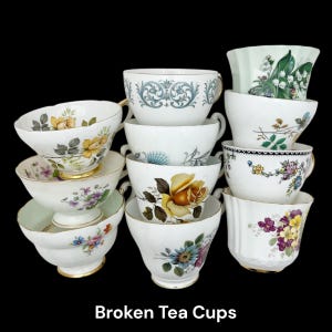 Broken Completely Mismatched Tea Cups and Saucers- Vintage Tea Cups ...