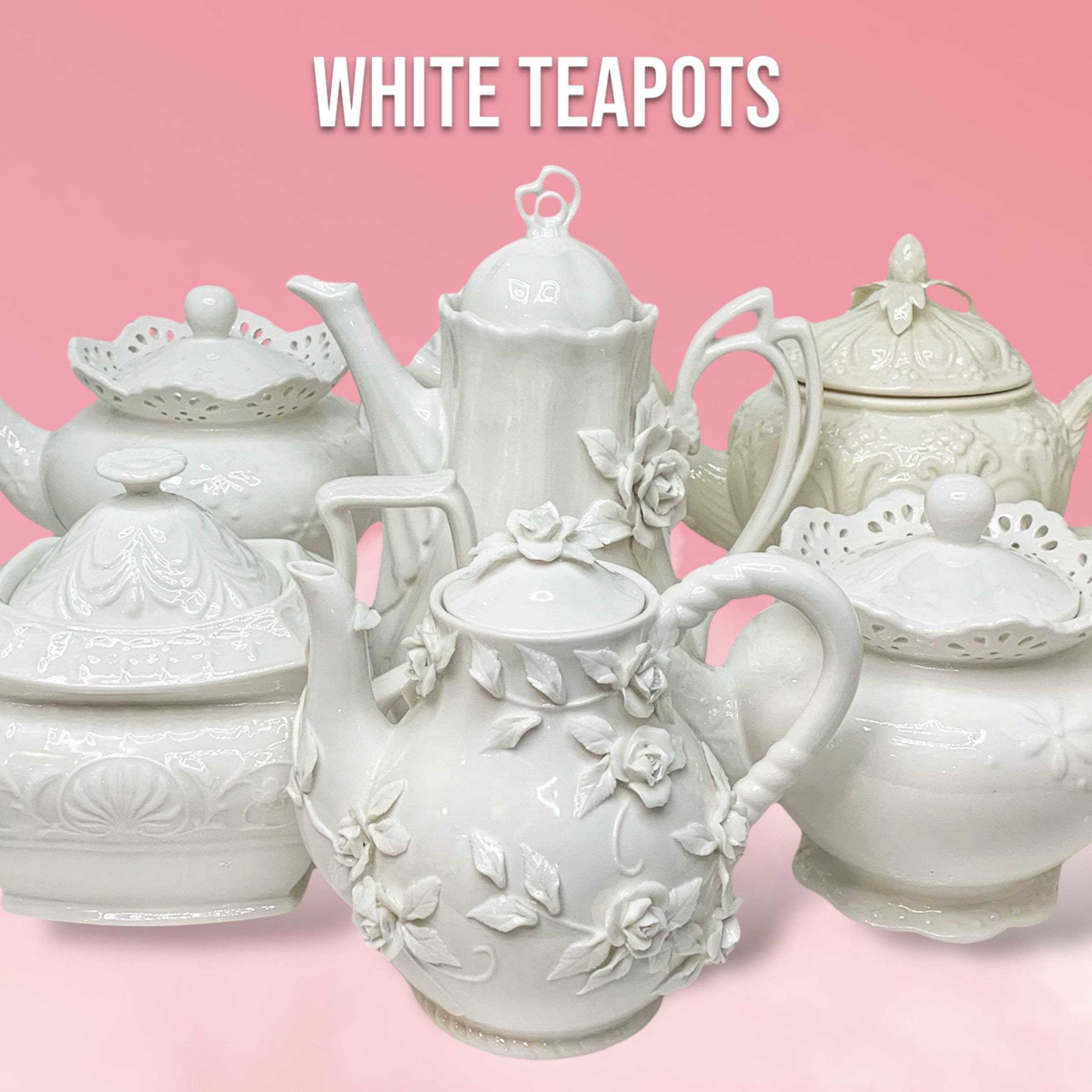WHITE Teapots | Bulk Teapots | Used/vintage | Mismatched Tea Ware | Tea ...