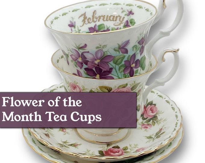 Flower of the Month Tea Cups | Birthday Tea Cups | Birthday Gifts for ...